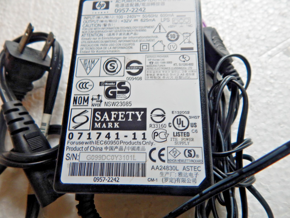 OEM HP POWER ADAPTER SUPPLY 0957-2242 WITH CORD HP OfficeJet J4000 ...