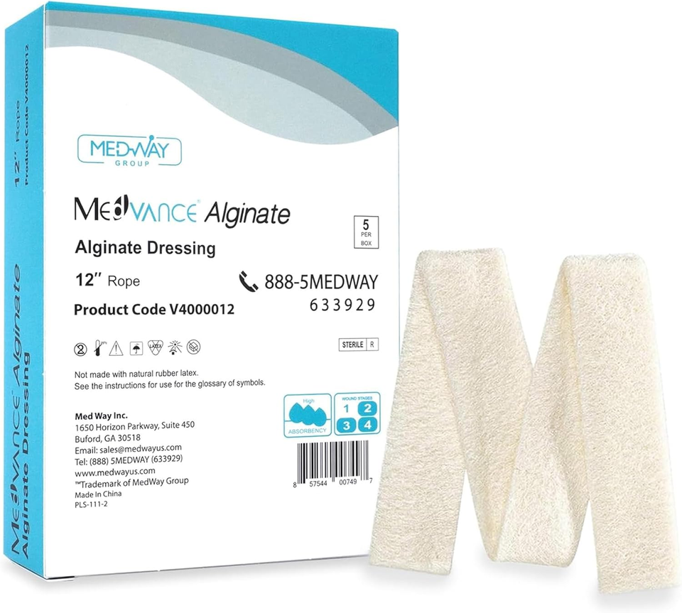 TM Alginate – Calcium Alginate Dressing, 12" Rope, Box of 5 Dressings ...