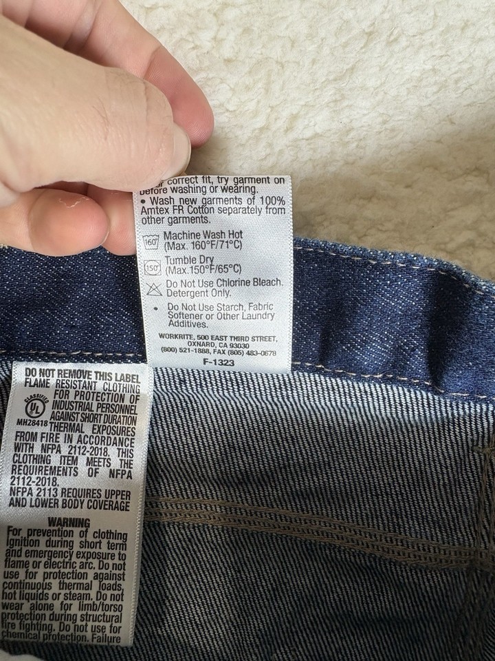 Dickies FR Jeans Mens 36x28 Blue Denim Flame Resistant Workwear 2112 ...