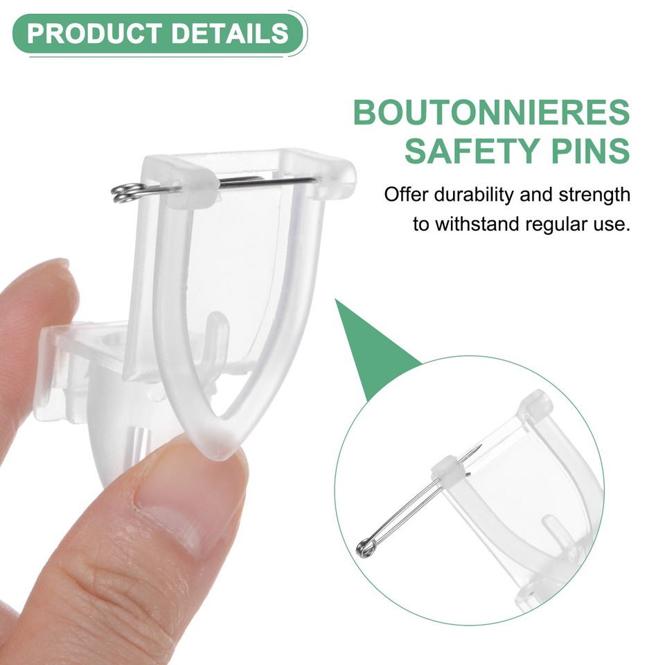 25Pcs Boutonnieres Safety Pins, 4.5x2.5cm Plastic Corsage Pin ...