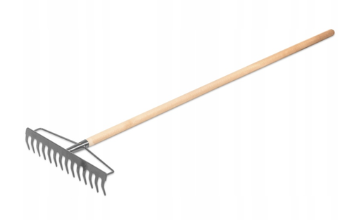 Metal Rake REINFORCED with Wooden Handle 110cm Garden Rake Lawn Rake 10 ...