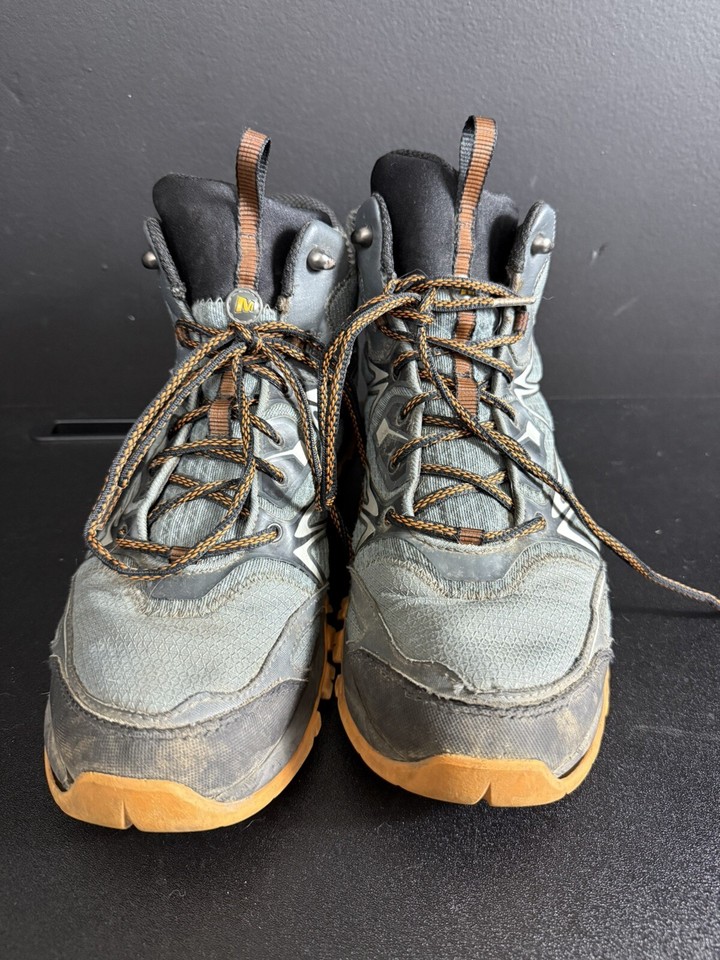 Merrell Mens 13 Boots Capra Bolt Mid Waterproof Gray Orange Trail ...
