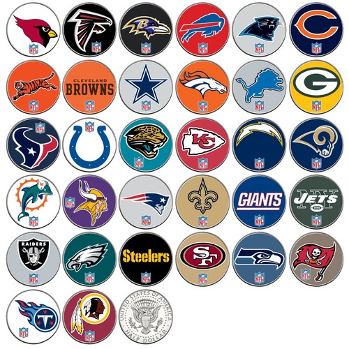 NFL TEAM LOGO JFK Half Dollar USA Football Coins OFFICIALLY LICENSED ...