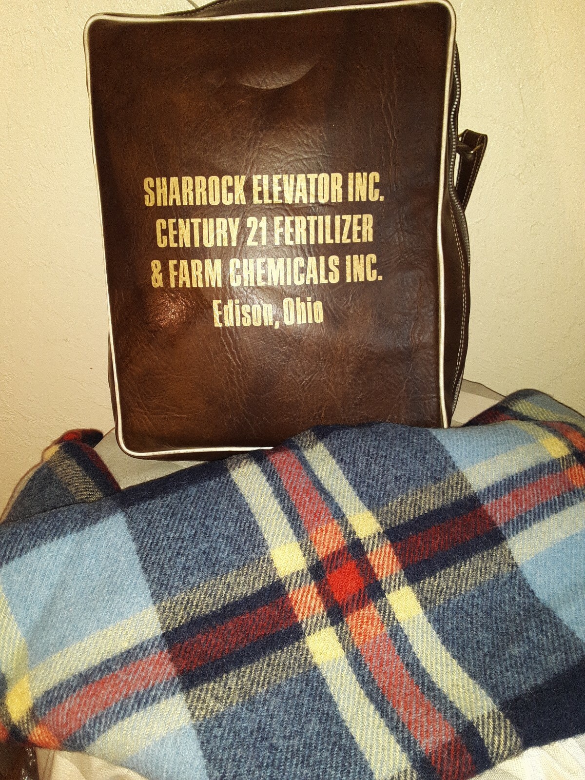 VNT Ohio Advertising Troy Wool 'Robe in Bag' Lap Car Blanket Blue ...