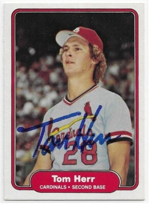 TOM HERR Autographed Signed 1982 Fleer Baseball card #115 St. Louis ...