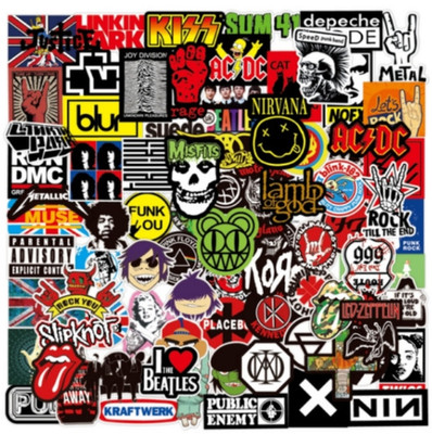 100PCS Rock Band Stickers Lot, Punk Heavy Metal Decals for Laptop ...