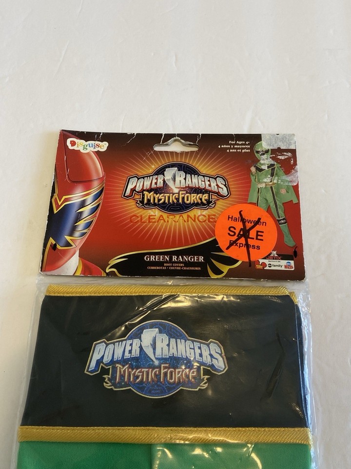 CHILD GREEN POWER RANGERS MYSTIC FORCE BOOT COVERS COSTUME 4 Years Old ...