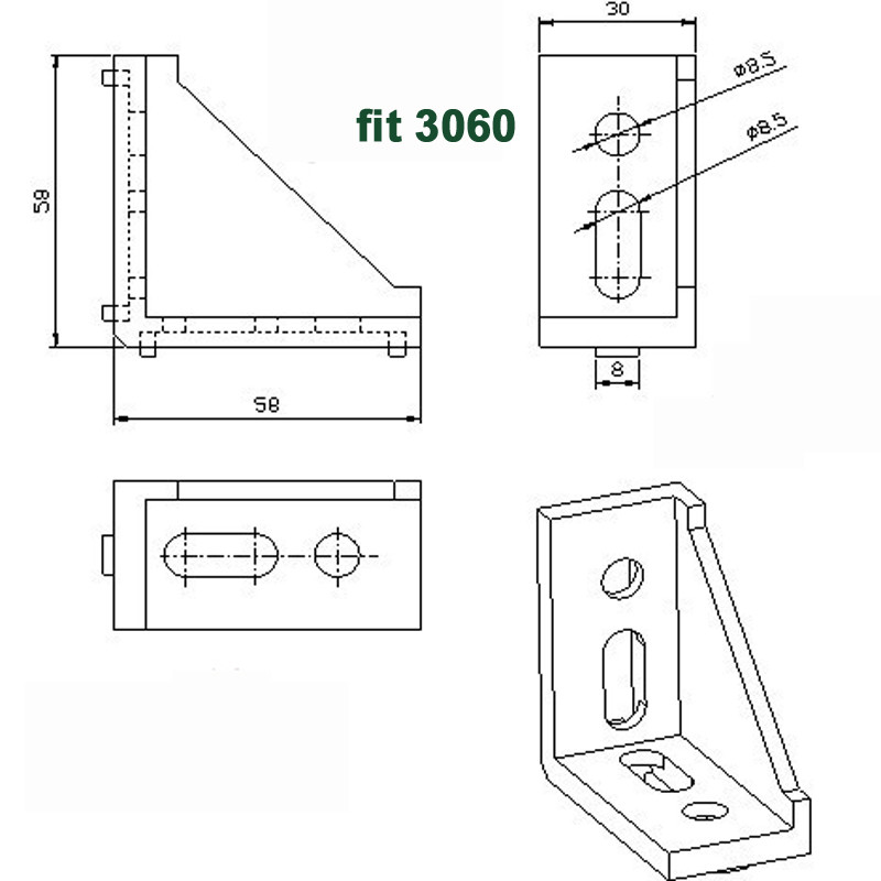 CJ90D aluminum Corner 90 degree L Shape Joint bracket fit 2040/3060 ...