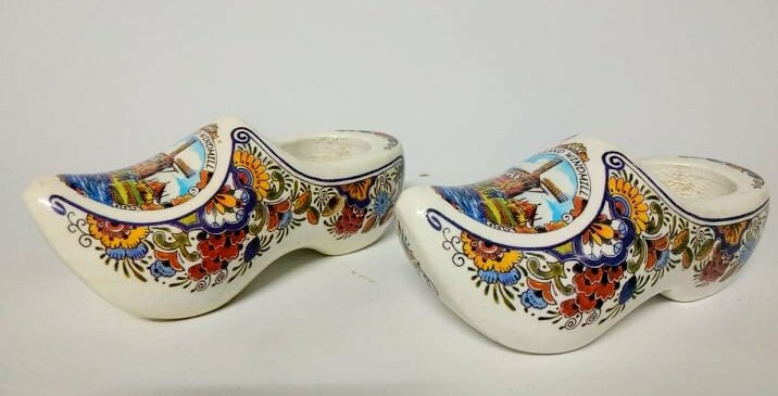 Wood Holland Shoes Clogs Vintage Hand Painted Windmill Clog Souvenir ...