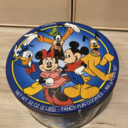 Vintage Walt Disney World 32OZ Fancy Fun Cookie Tin Mickey & Friends no ...
