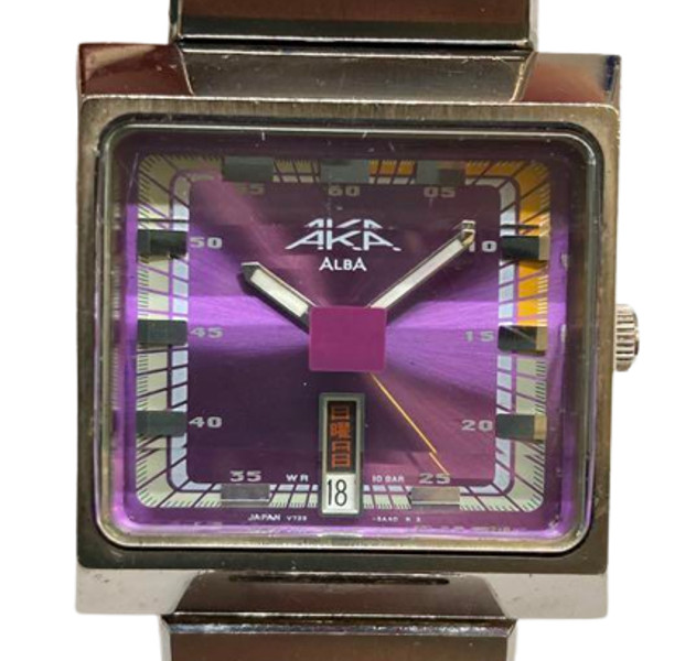 Seiko ALBA AKA Men's Wristwatch Purple Dial Square Go… - Gem