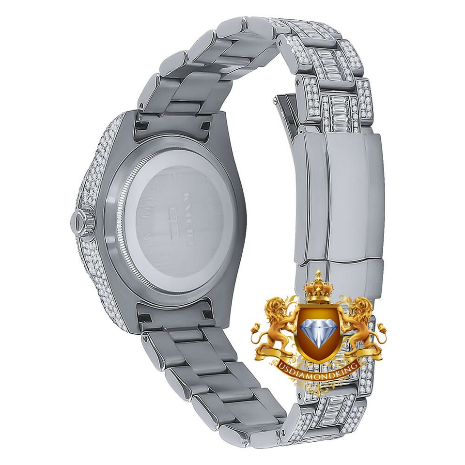 Solid Steel Full Iced Bezel And Band 18K Gold Tone Simulated Diamond ...