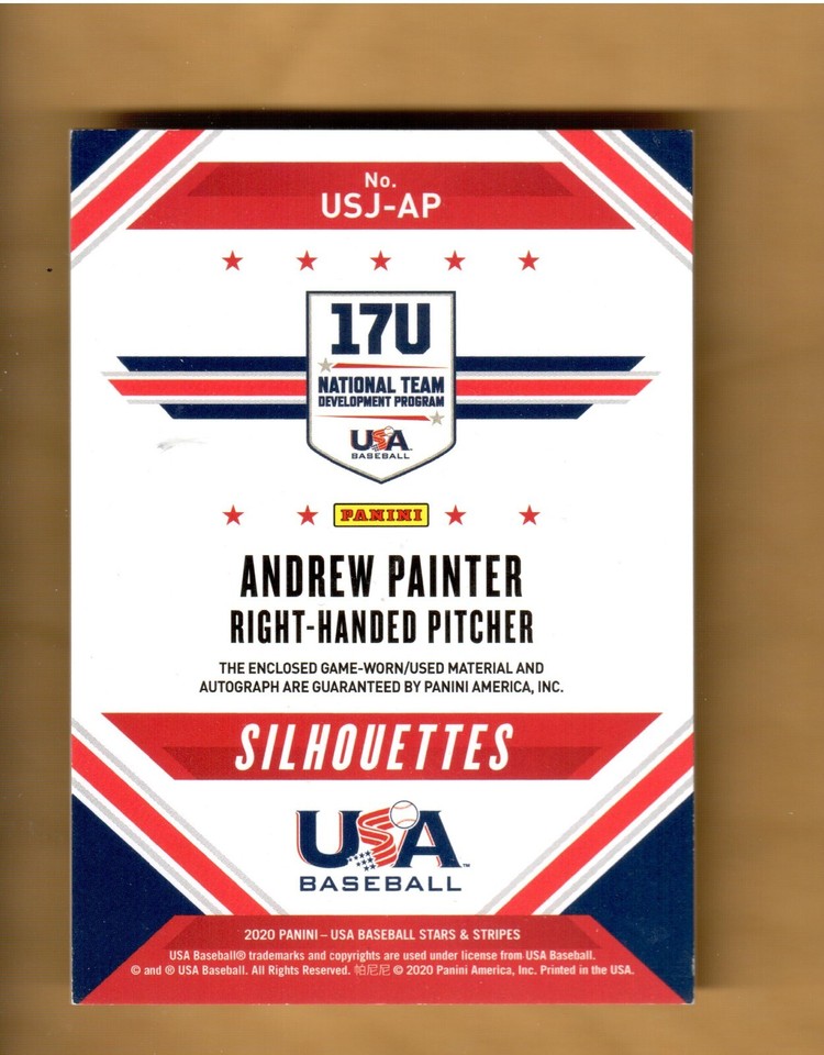 ANDREW PAINTER 2020 Panini USA Stars & Stripes Silhouettes Auto ser ...