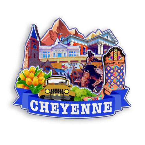 Cheyenne Wyoming USA Refrigerator magnet 3D travel souvenirs wood craft ...