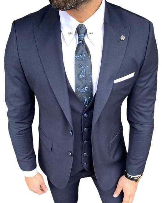 Designer Business Suit Wedding Suit Blue Suit Jacket Fitted Fit Slim ...