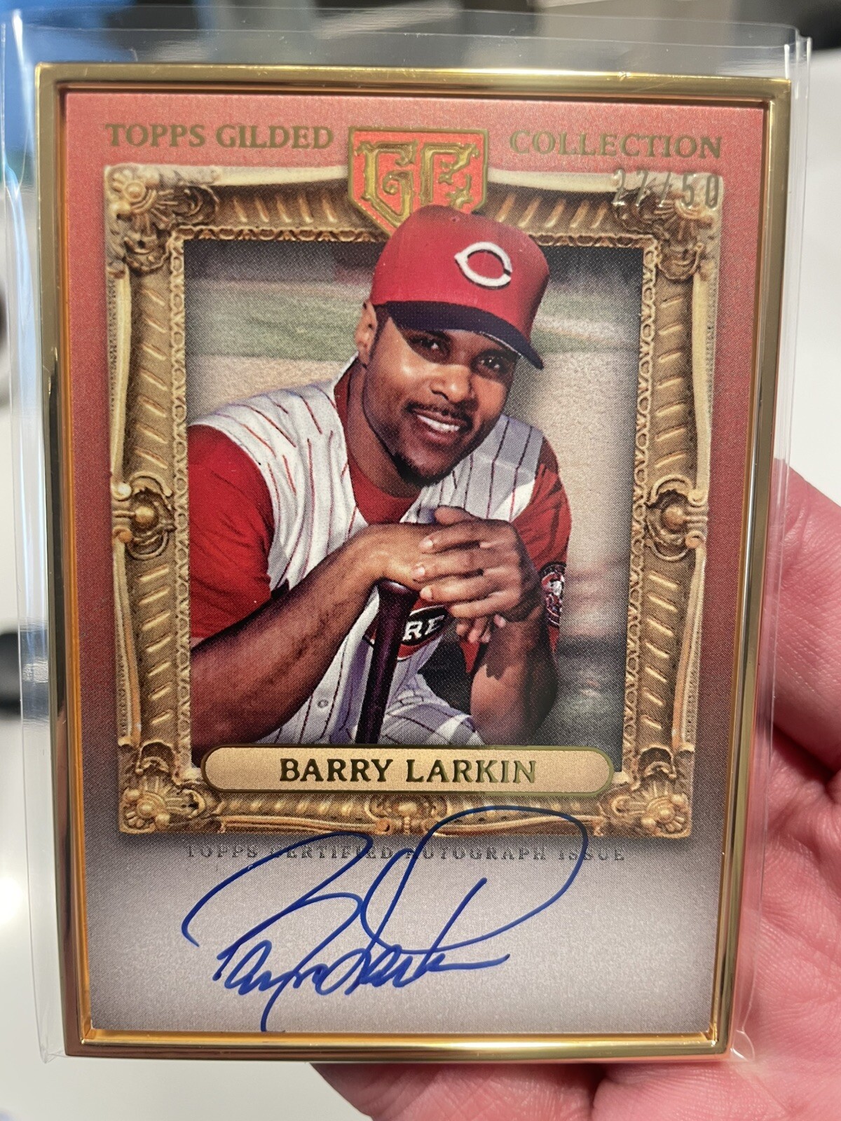 Barry Larkin 2024 Topps Gilded Baseball Hall Of Fame Frame Auto/50 Reds ...