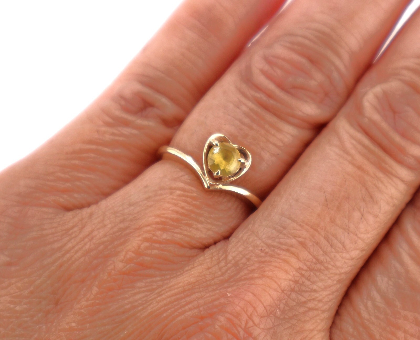 Vintage Citrine Ring Women's 10k GOLD Heart Jewelry Size | eBay