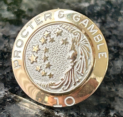 10K YELLOW WHITE GOLD PIN PROCTOR & GAMBLE 10 YEAR SERVICE M 2.65g MOON ...