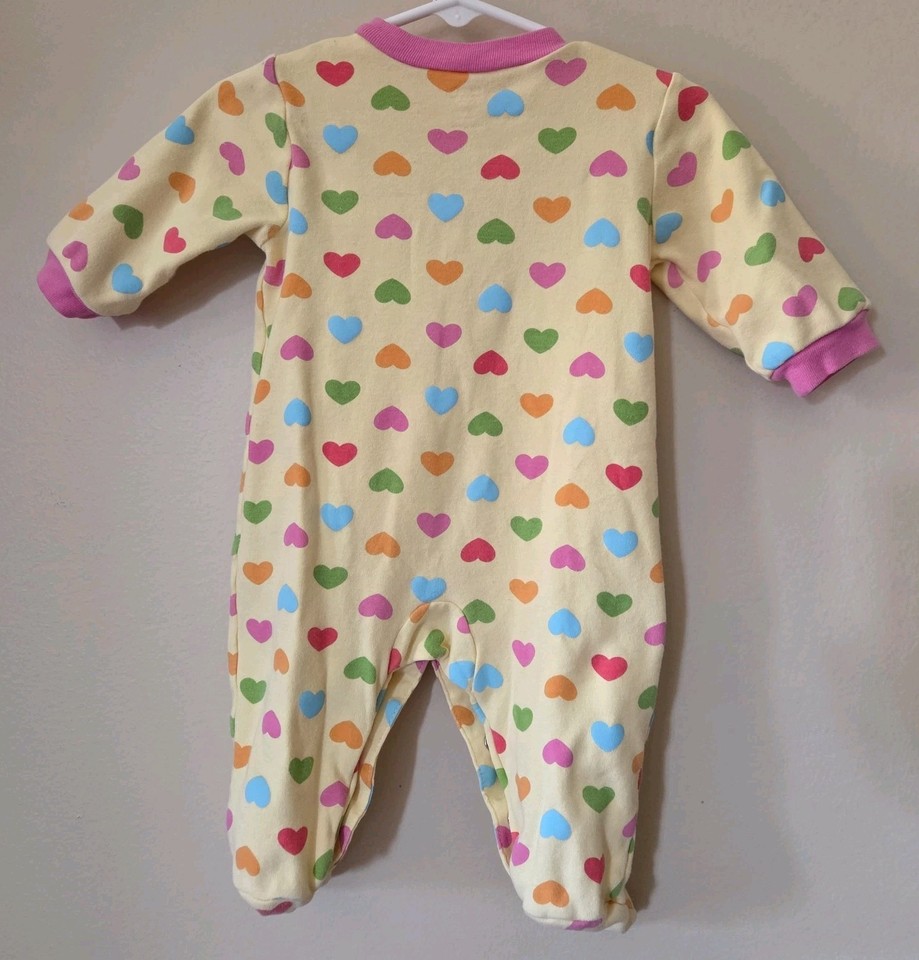 Vntg Carters Baby Girl Sleeper Outfit Rainbow Heart Dots LOVE Pajamas ...