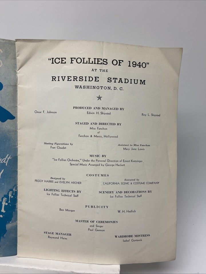 Ice Follies of 1940 Official Program November 1939 Riverside Stadium ...