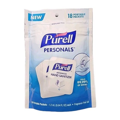 Purell Personals Hand Sanitizer Single Use Packets (18 Portable Packets ...