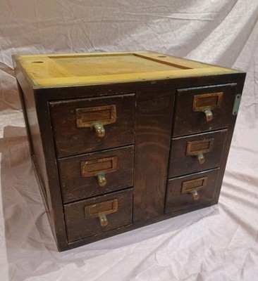 ANTIQUE U.S.P.O DEPT CARD CATALOG INDEX FILE 6 DRAWER CABINET. TIGER ...