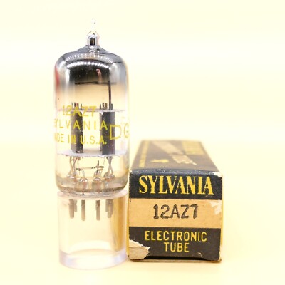One SYLVANIA 12AZ7 Tube NOS NIB Black Plates GM[%]: 107/112 AMPLITREX ...
