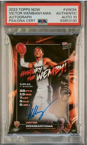 2023/2024 Victor Wembanyama PSA 10 Topps Now Rookie Auto History for ...