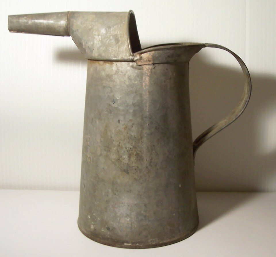 VINTAGE 2 QUART U.S. STANDARD OIL FILL CAN GALVANIZED STEEL | eBay