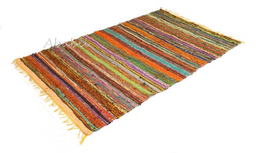 Indian Handmade Chindi Rug Rag 100% Recycled Cotton Area Carpet Floor ...