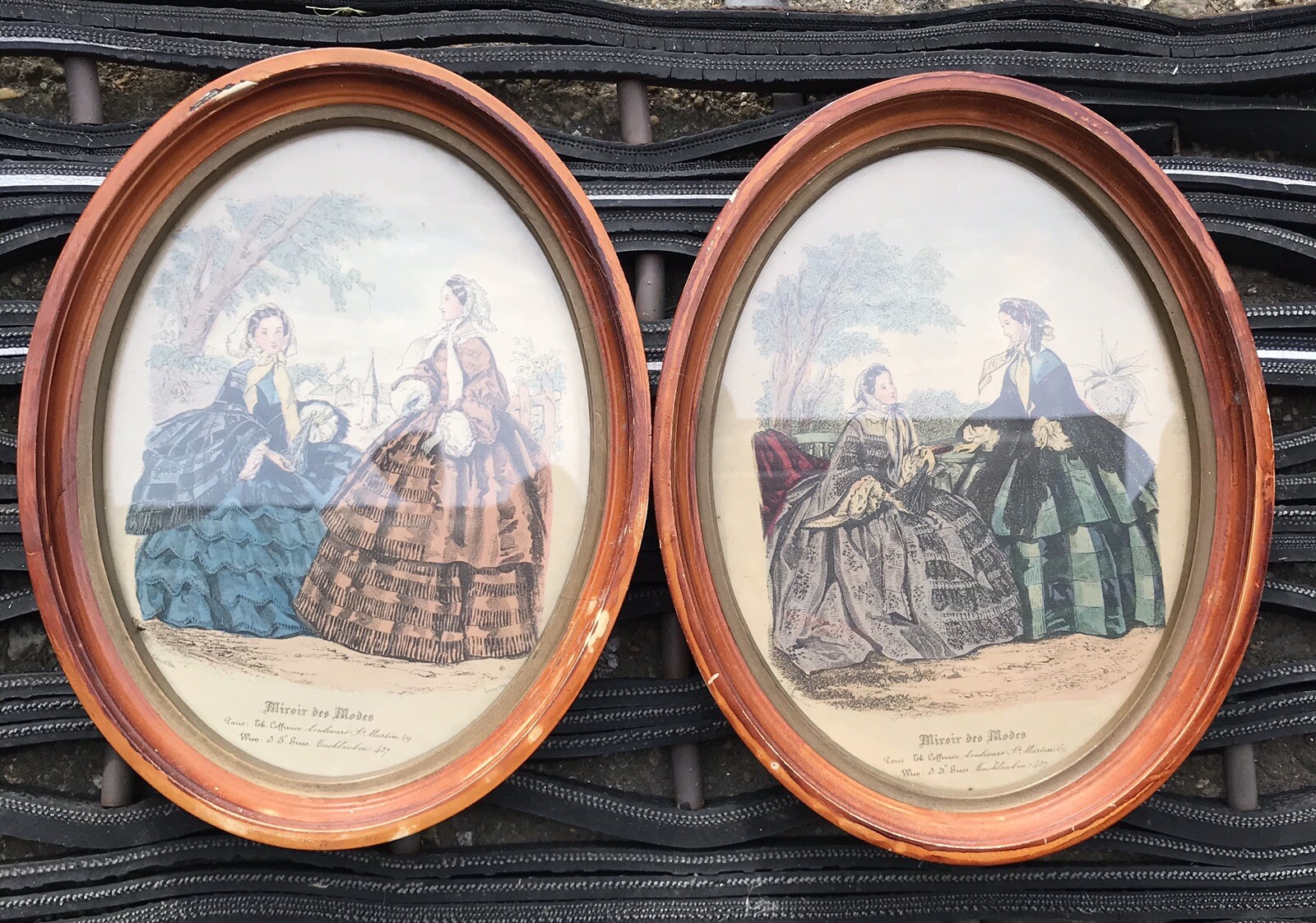 Pair of " Miroir Des Modes " Framed French Fashion Prints • Antique | eBay