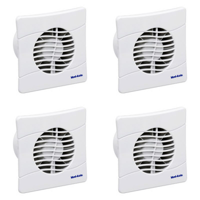 4 x Vent Axia 436532 Extractor Fans with Timer & Backdraught Shutter ...