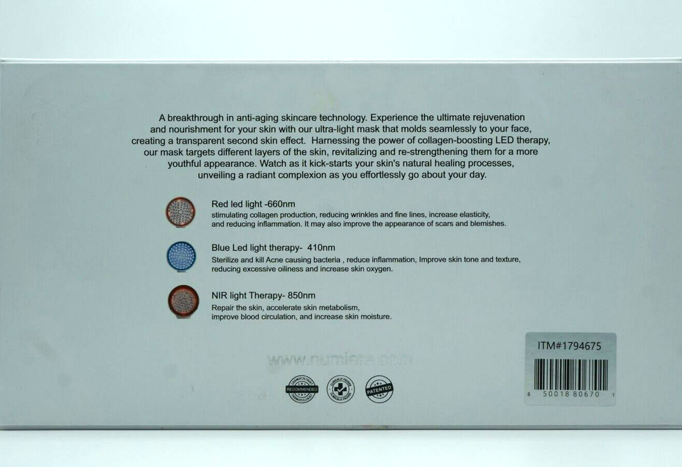 Numiere Time Keeper LED Therapy Face Mask Blue Therapy Anti-Aging ...