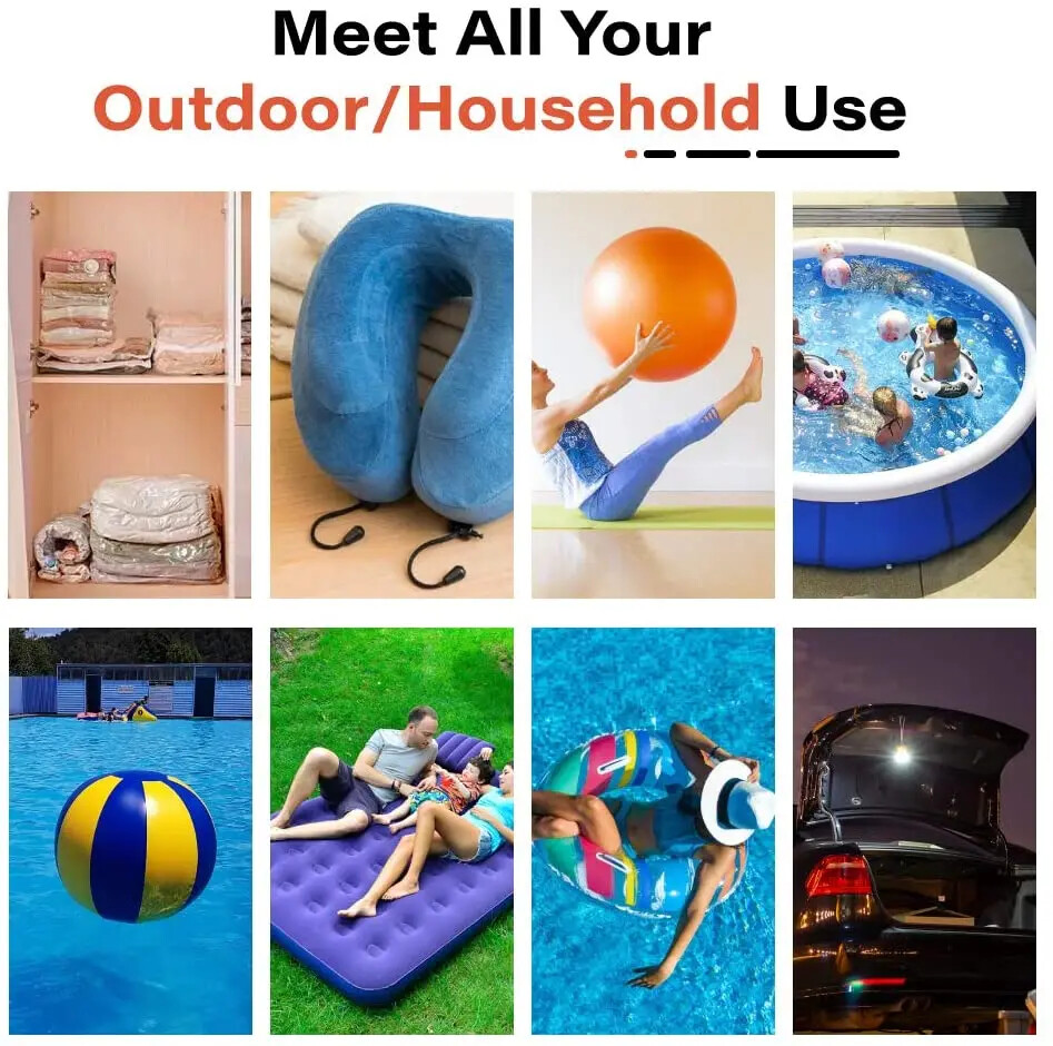 3-in-1 Portable Mini Electric Inflator USB Charging Outdoor Air Pump ...