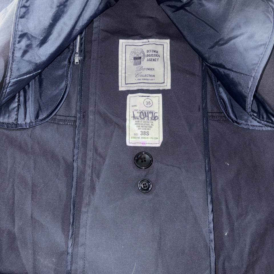 Military All Weather UNIFORM Trench Coat w Liner Mens 38 S USAF NAVY ...