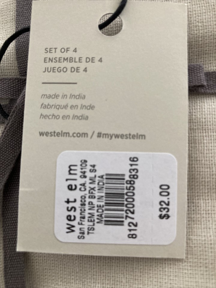 West Elm tassel embroidered napkins new in package two sets of 4 | eBay