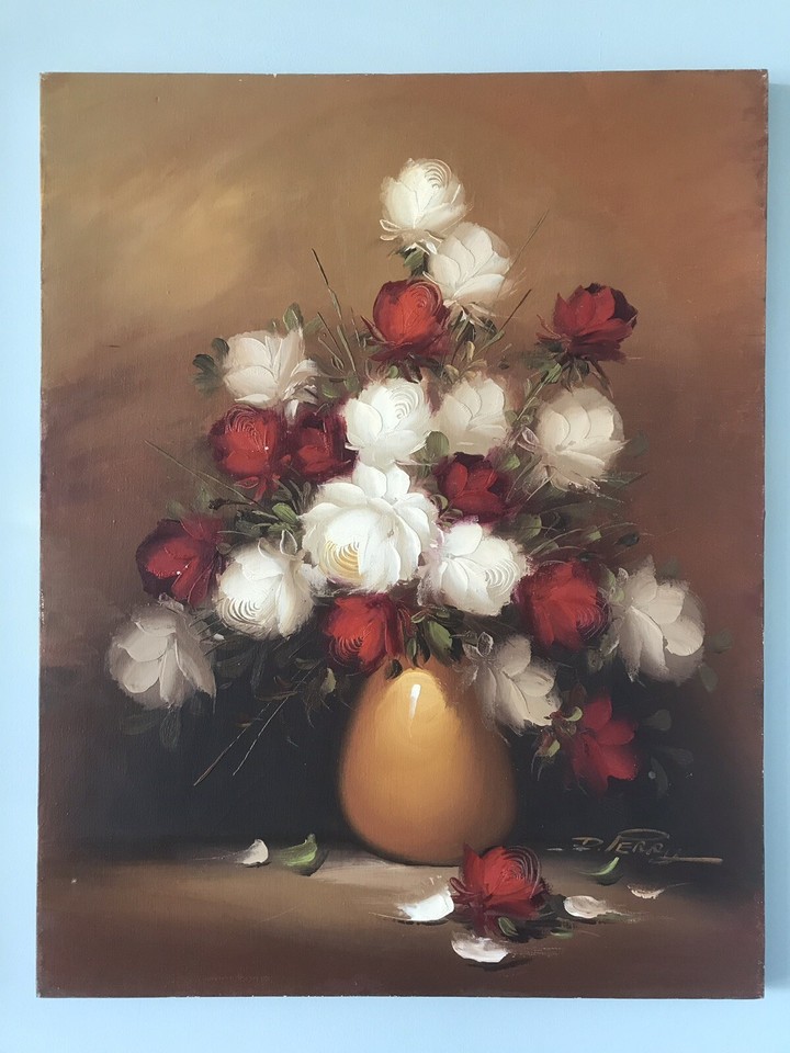D. PERRY SIGNED PAINTING ORIGINAL FLOWERS BOUQUET IMPRESSIONIST | eBay