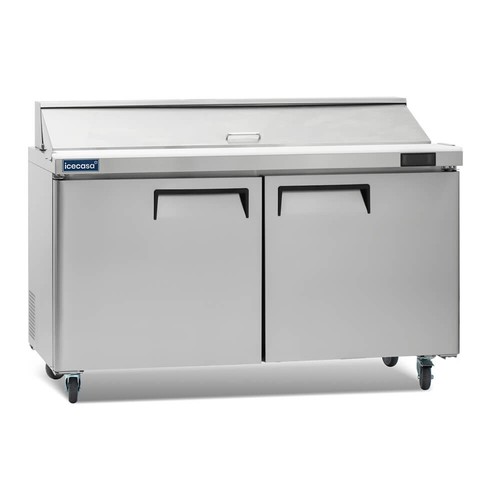 60" Sandwich Prep Table Fridge, ICECASA 2 Door Food Bain Marie Cooler ...