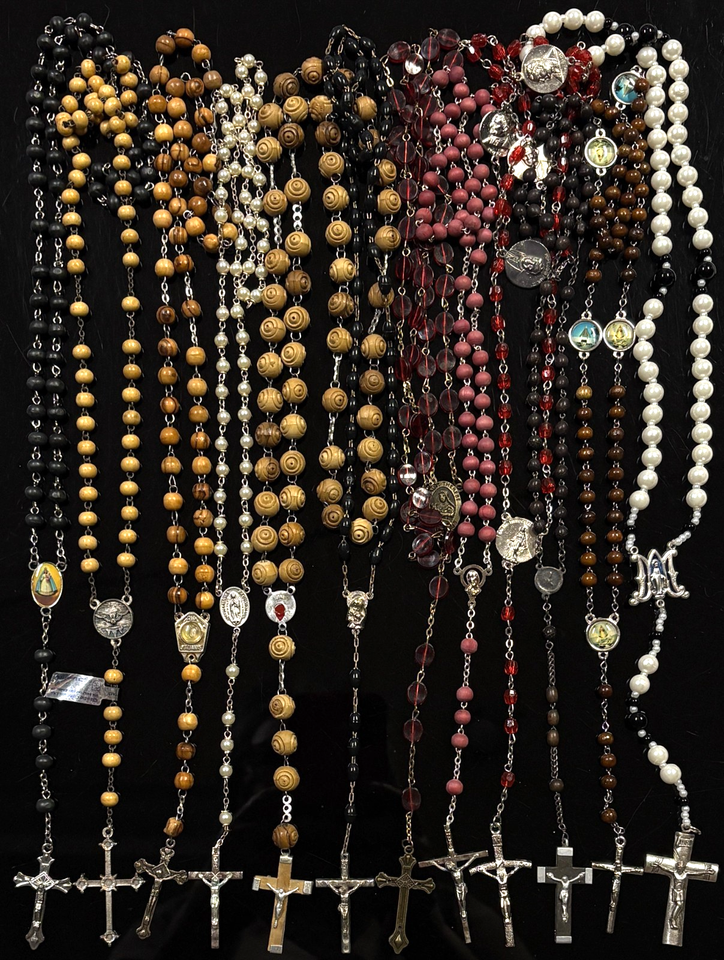 Lot 132 Vintage Religious Catholic Rosaries Rosary Prayer Beads Crystal Glass + | eBay
