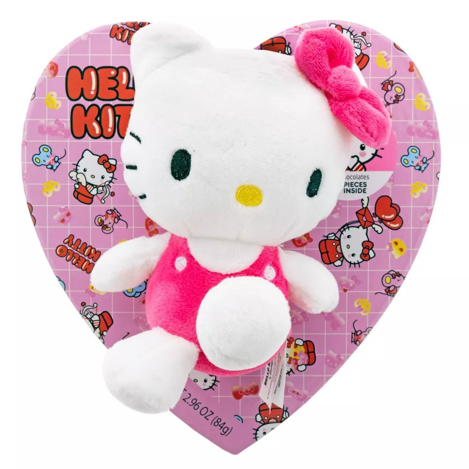 Hello Kitty Plush with Chocolate Hearts Cute Valentine's Day Gift With ...