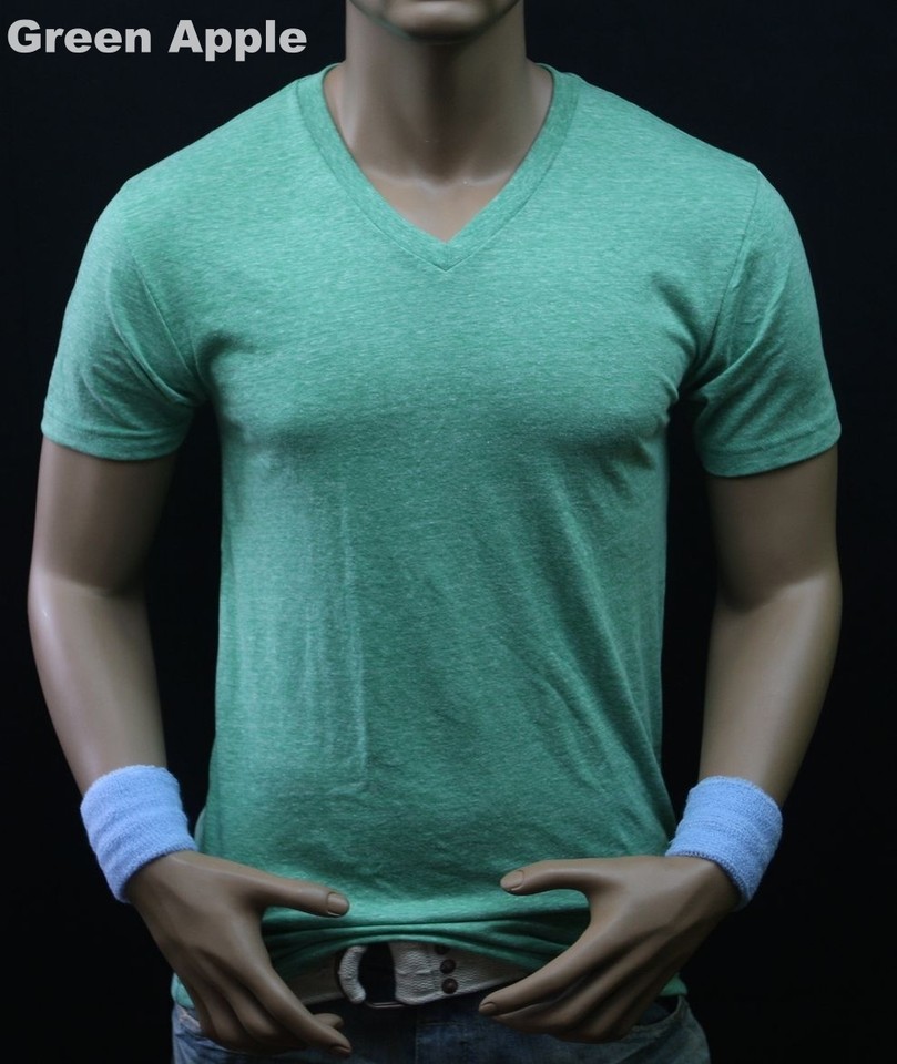 Men Slim T-Shirt V-Neck Fashion Muscle Plain Solid Casual Active Gym ...