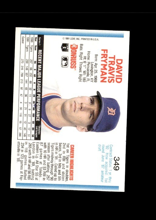 Travis Fryman 1992 Donruss Tigers authentic autographed card | eBay