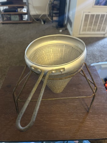 Vintage Aluminum Food Mill Cone Sieve Colander Strainer With Wood ...