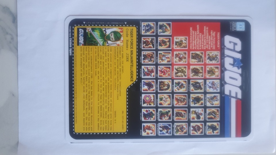 REPRO GI JOE CUSTOM TIGER FORCE JINX V2 1988 CARDBACK Figure FileCard ...
