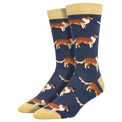 Socksmith Men's Bamboo Crew Socks Border Collie Puppy Dogs Novelty ...