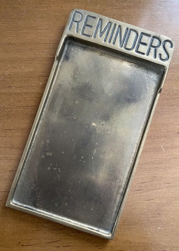 Vintage “Reminders” Brass Note Holder Message Tray Spare Change Keys ...