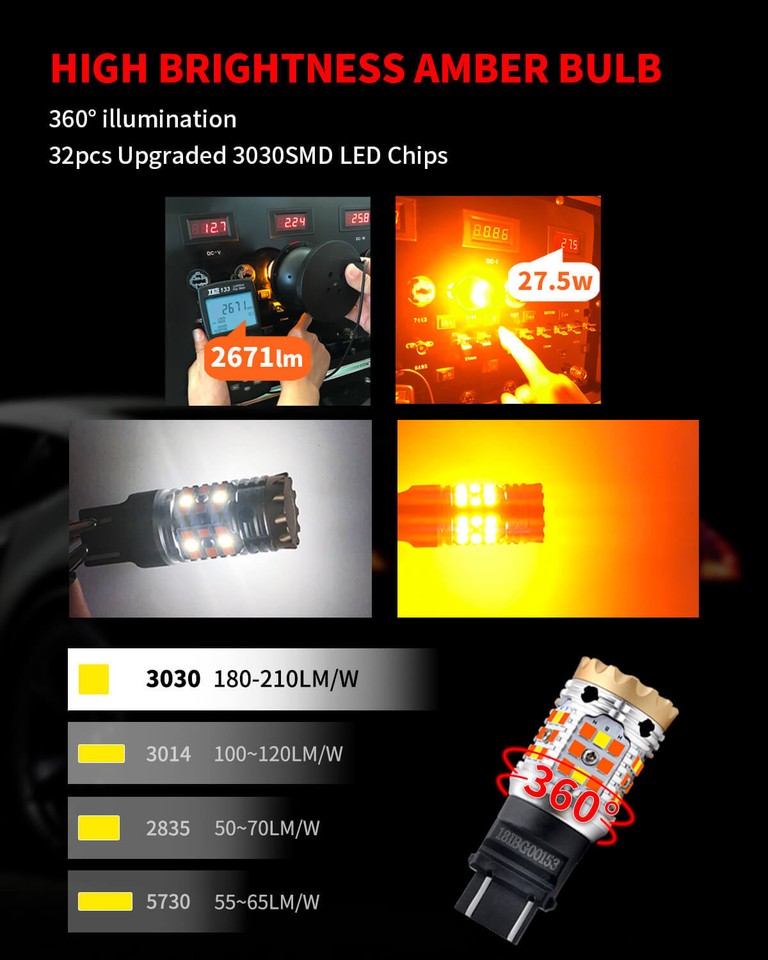 3157 3156 Switchback LED Turn Signal Light DRL Bulb Anti Hyper Flash ...