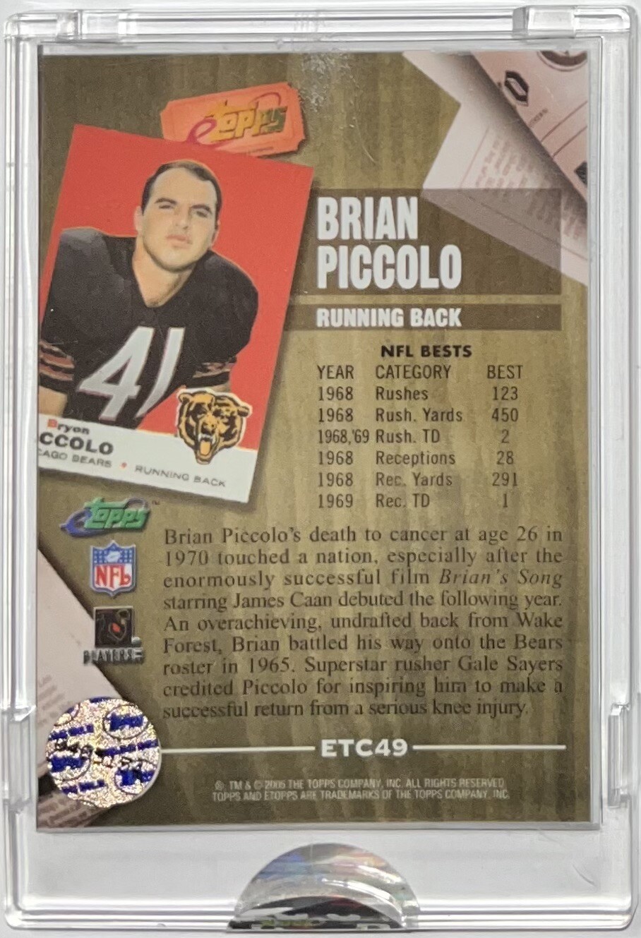 1969 Topps Gale Sayers #51 & Bryan Piccolo #26 RC + '95 Time Warp & '15 ...