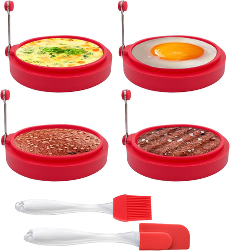 Silicone Egg Rings, 4 Pack Nonstick Egg Cooking Rings, 100% Food Grade ...