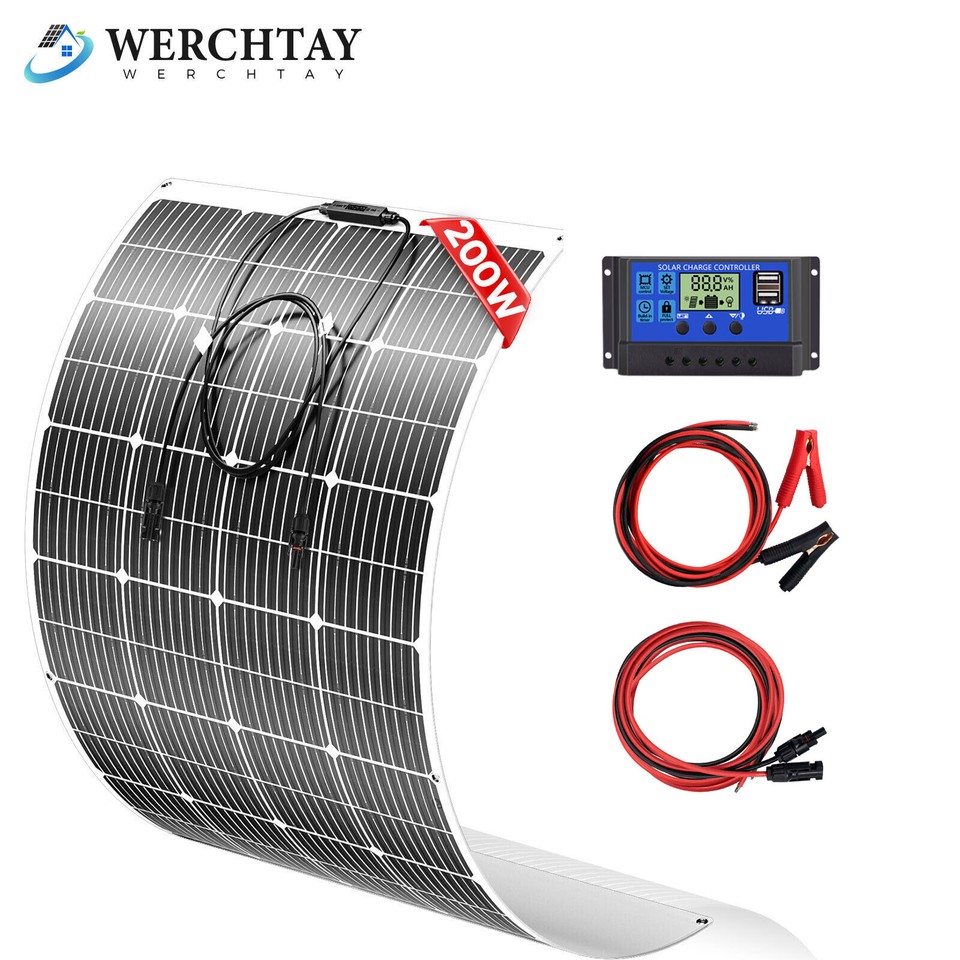 100W 200W 400W Flexible Solar Panel Kit 12V for Caravan RV Boat Camper ...